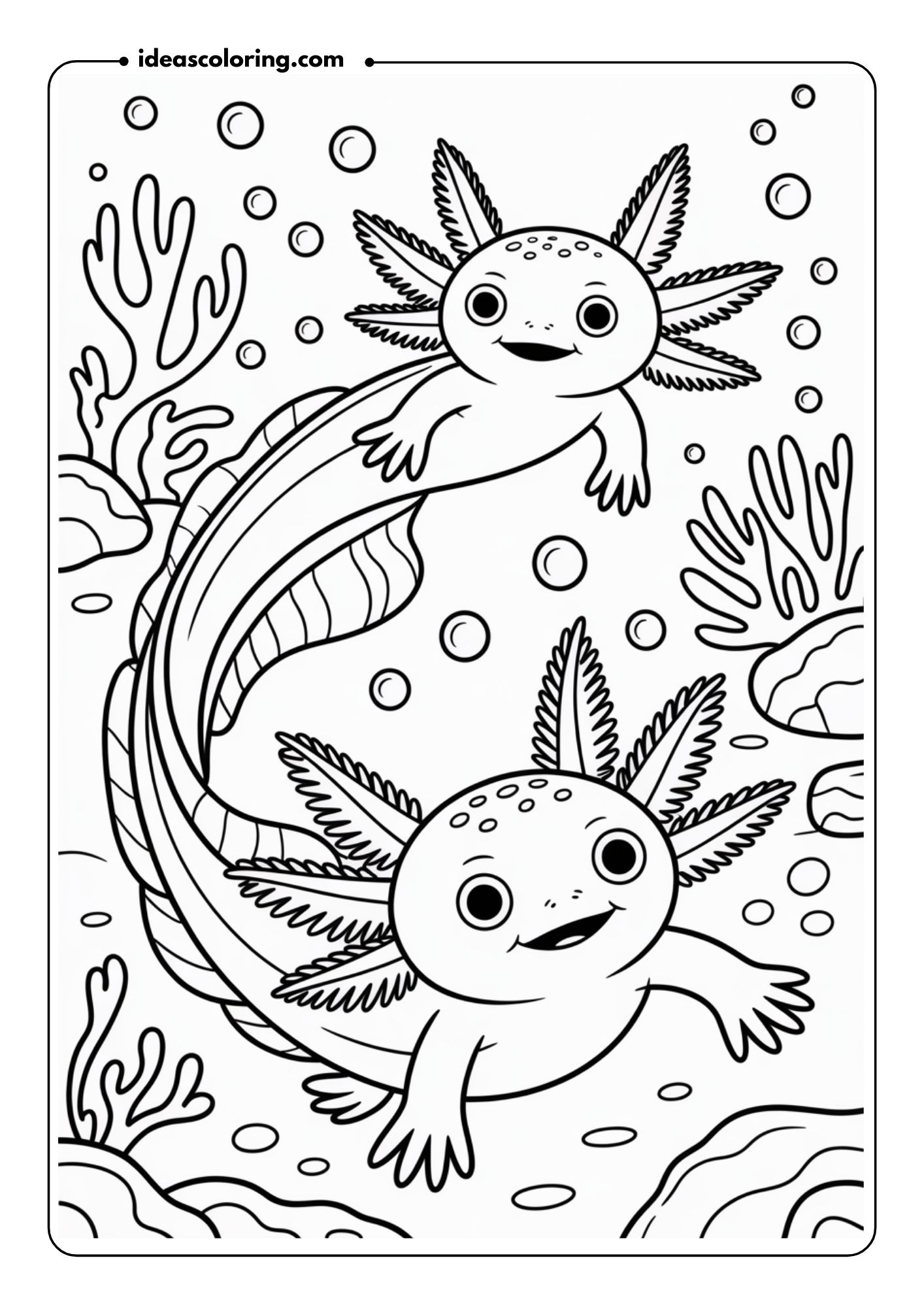+50 Free Axolotl Coloring Pages - Printable PDF Downloads